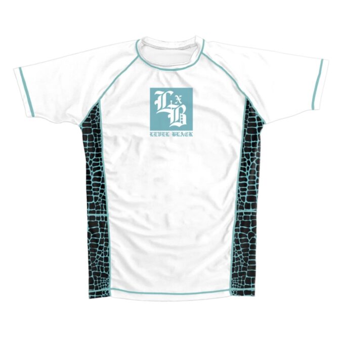 TEAL PYTHON WHITE RASH GUARD – LXB